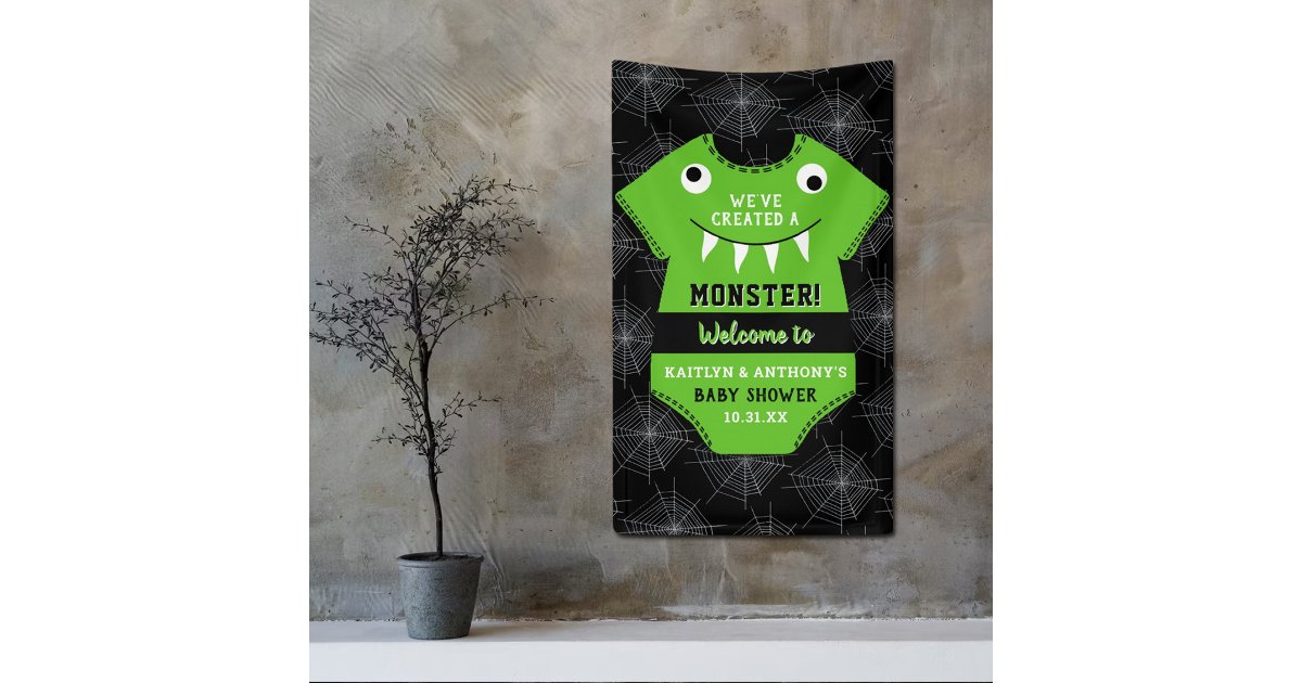 "We've Created A Monster" Halloween Baby Shower Banner | Zazzle
