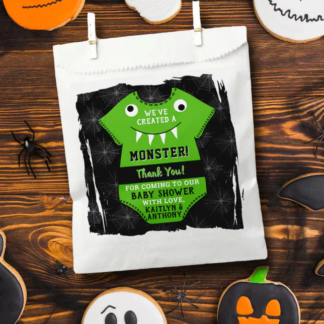 "We've Created A Monster" Halloween Baby Shower Favor Bag | Zazzle