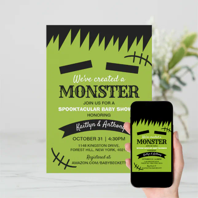 We've Created A Monster | Halloween Baby Shower Invitation | Zazzle