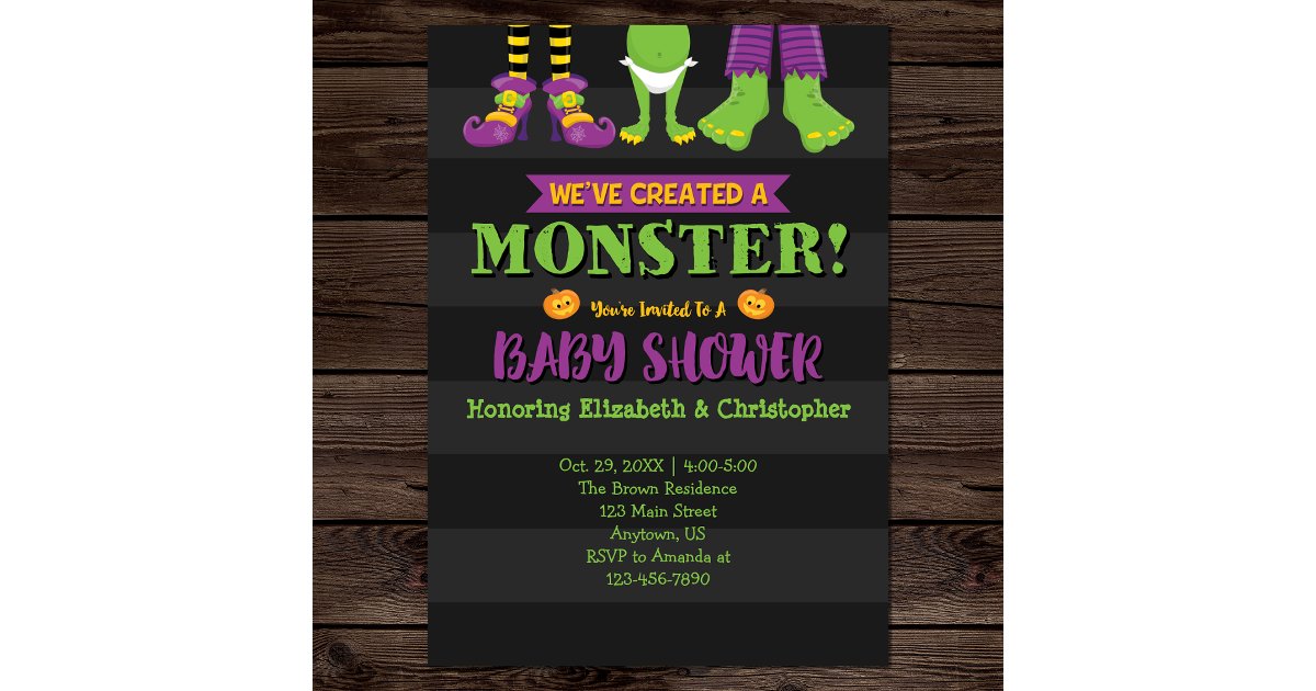 We've Created A Monster! Halloween Baby Shower Invitation | Zazzle
