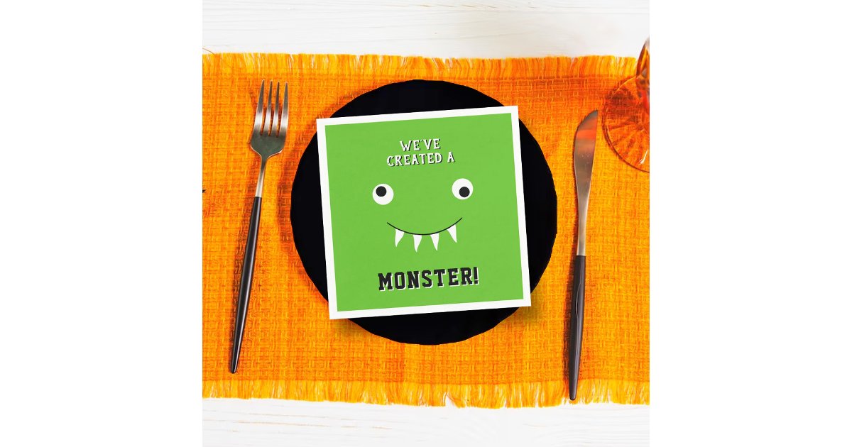 "We've Created A Monster" Halloween Baby Shower Napkins | Zazzle