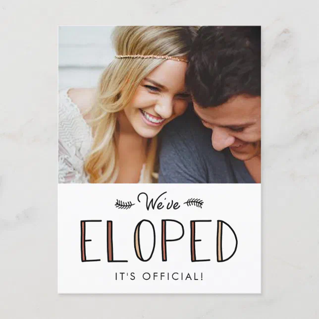 We've Eloped | Elopement Marriage Announcement | Zazzle