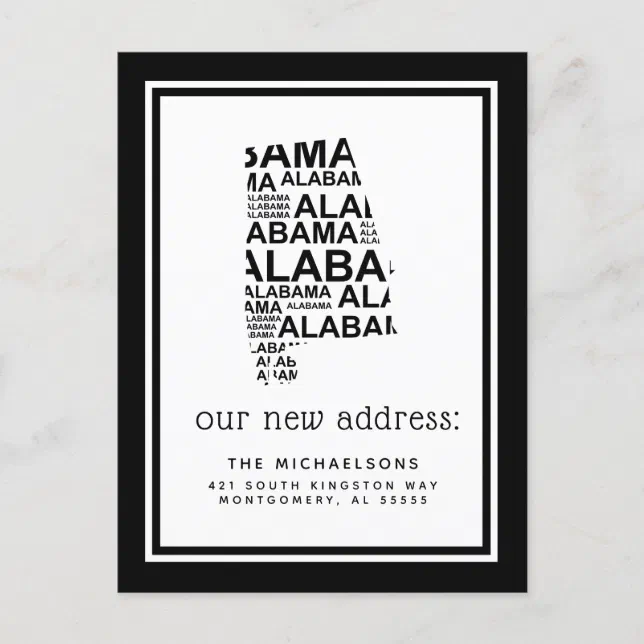 We've Moved | Alabama Typography Holiday Postcard | Zazzle