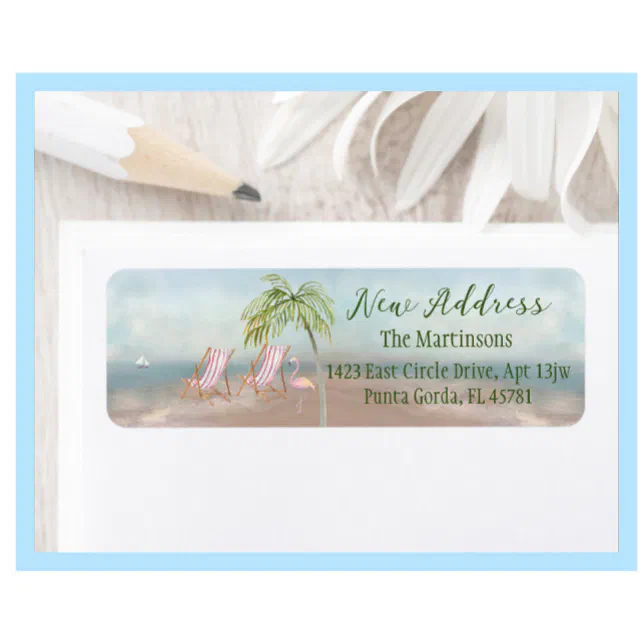We've Moved Beach New Address Moving Return Label | Zazzle