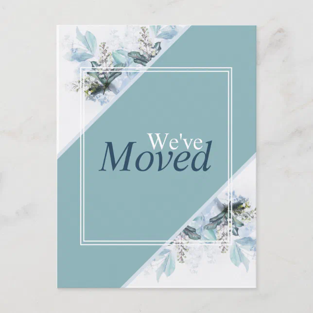 We've Moved Blue Floral Moving Announcement Postcard | Zazzle