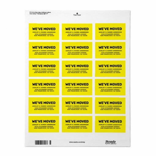 We've Moved Bright Yellow Address Label | Zazzle