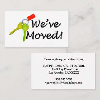 We've Moved Change of Address House or Office Keys Business Card | Zazzle