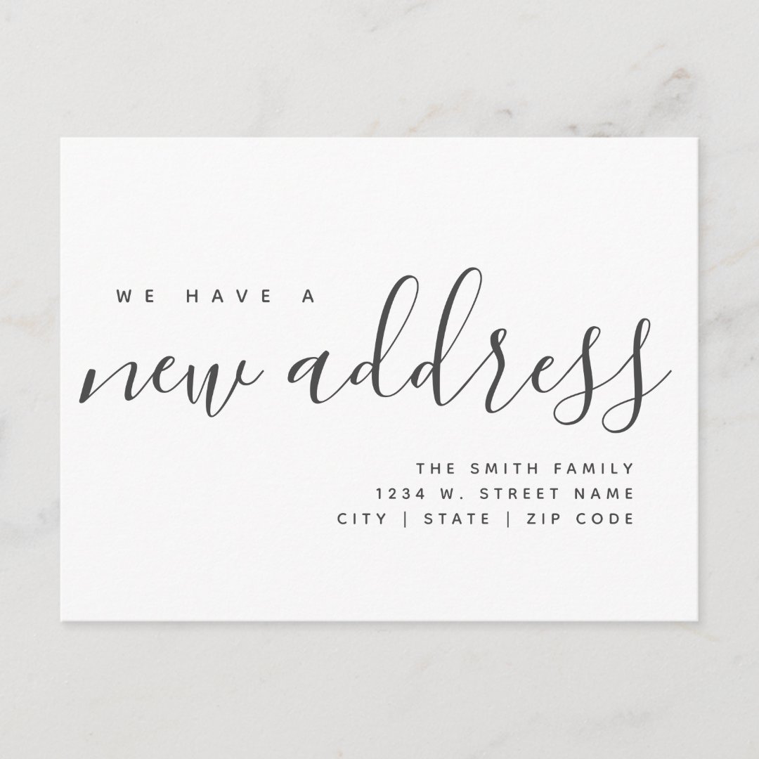 We've Moved Change of Address Modern Calligraphy Announcement Postcard ...