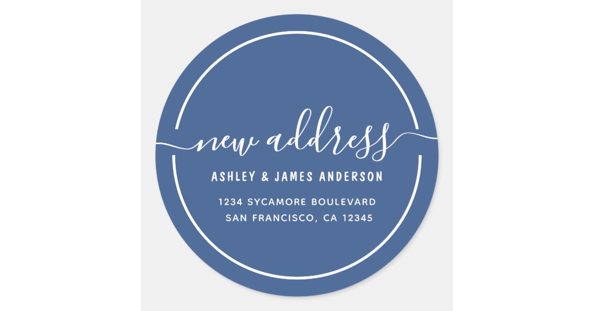 We've Moved Classic Blue New Address label | Zazzle
