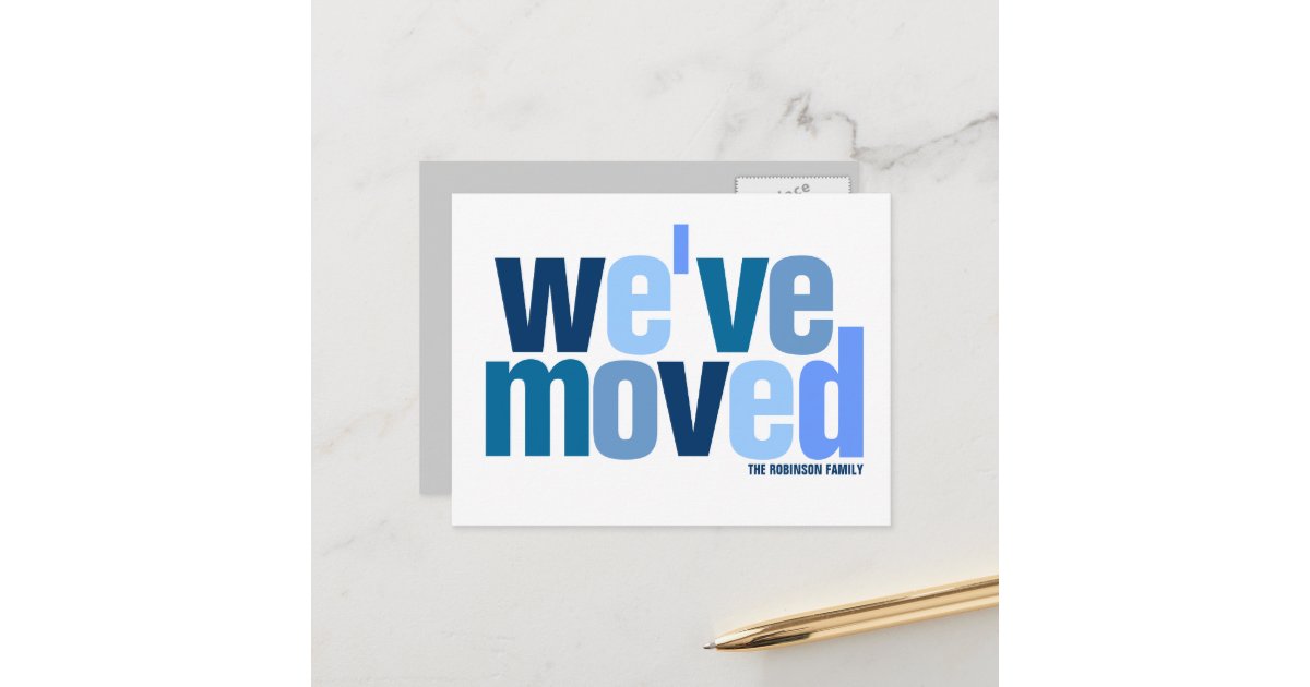 We've Moved (Cool Colors) Announcement Postcard | Zazzle