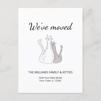 We've Moved Cute Cats Elegant Moving Announcement Postcard | Zazzle