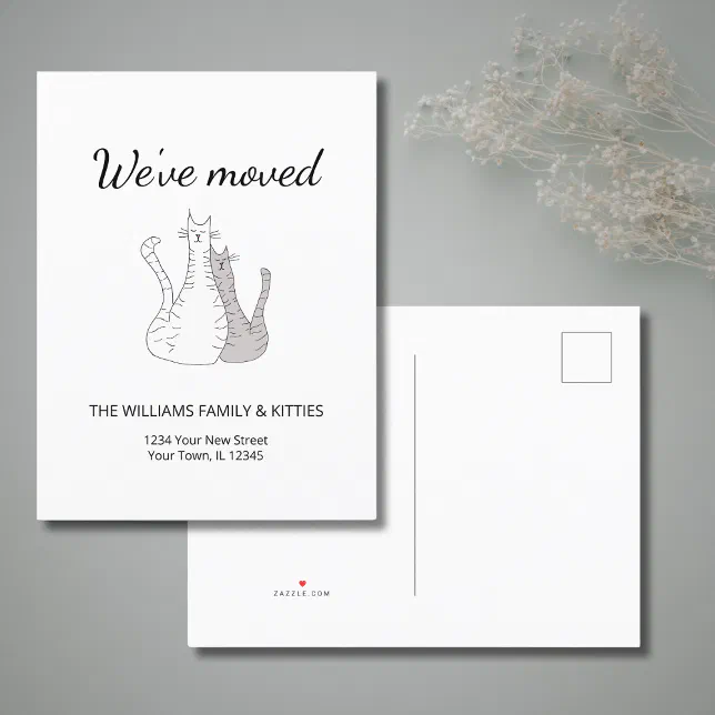 We've Moved Cute Cats Elegant Moving Announcement Postcard | Zazzle