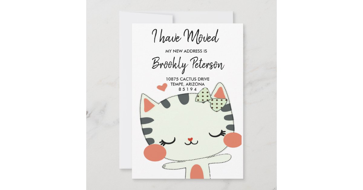 We've Moved | cute Pretty Kitty Invitation | Zazzle