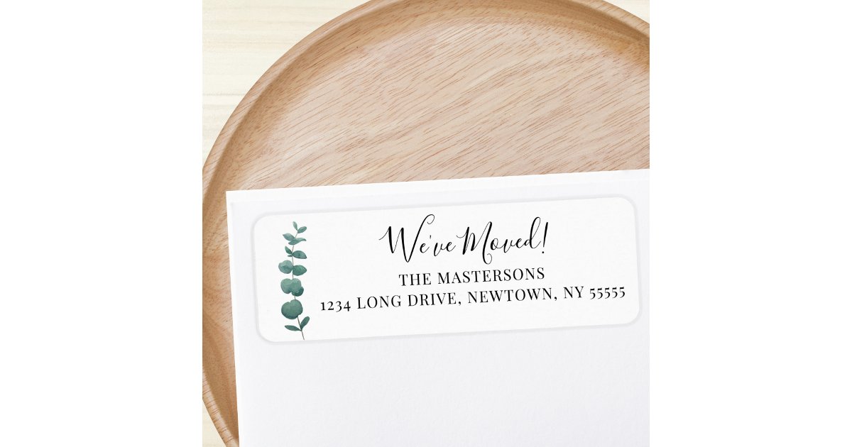 We've Moved Eucalyptus Return Address Label | Zazzle