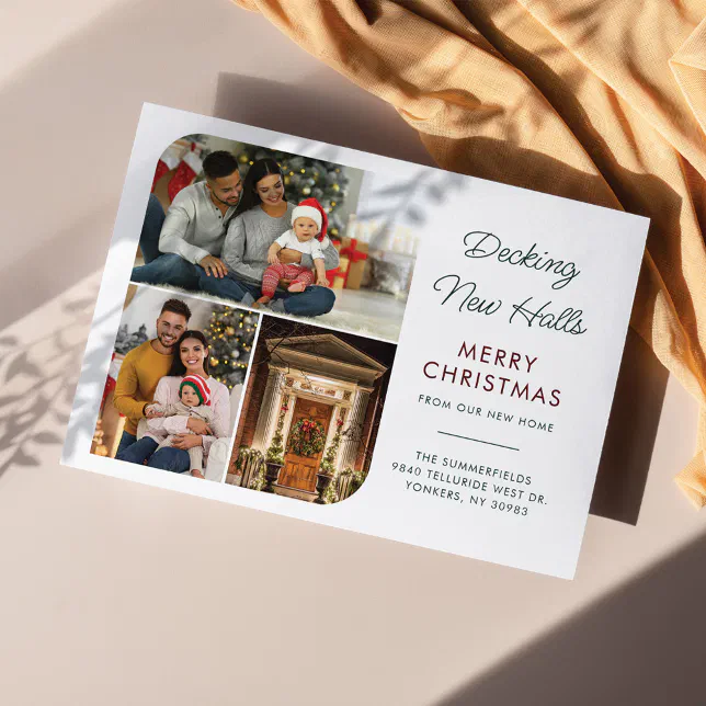 We've Moved Family Photo Collage Christmas Moving Holiday Card | Zazzle