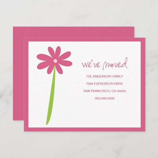 We've Moved Flower Announcement (Pink) | Zazzle