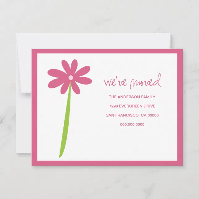 We've Moved Flower Announcement (Pink) | Zazzle