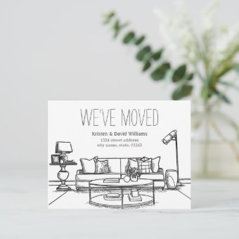 We've Moved Hand Drawn Moving Announcement Postcard | Zazzle
