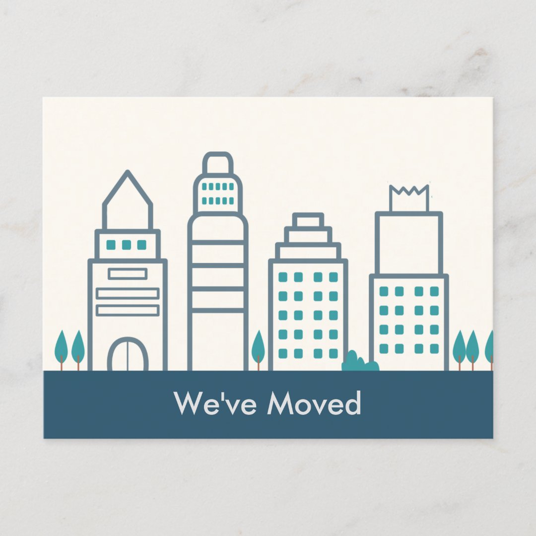 We've Moved New Office Simple Modern Skyline Announcement Postcard | Zazzle