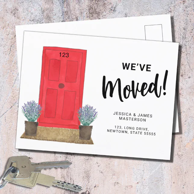 We've Moved Red Door Moving Announcement Postcard | Zazzle