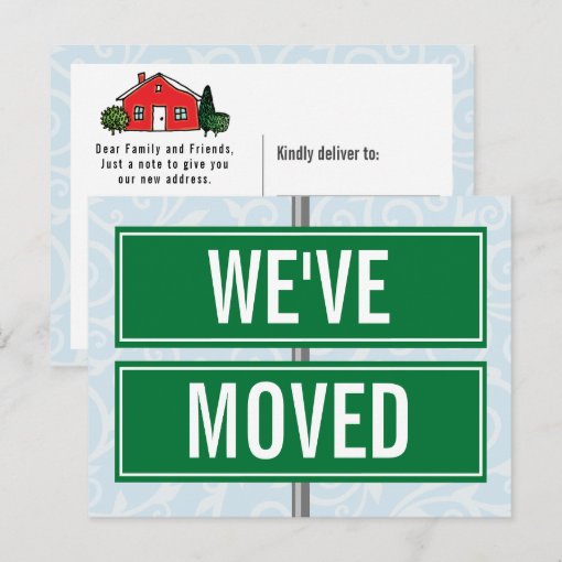 We've Moved Street Sign Modern New Address Moving Announcement Postcard ...