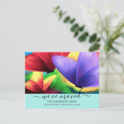 We've Moved Teal Moving Announcement Butterfly Postcard | Zazzle