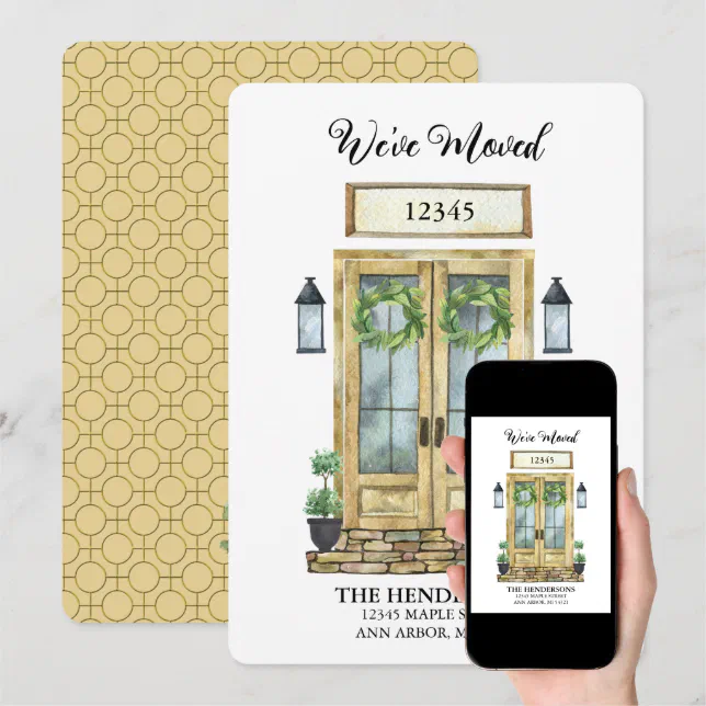 We've Moved Watercolor Door Moving Announcement | Zazzle