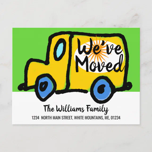 We've Moved Yellow Moving Truck New Address Announcement Postcard | Zazzle