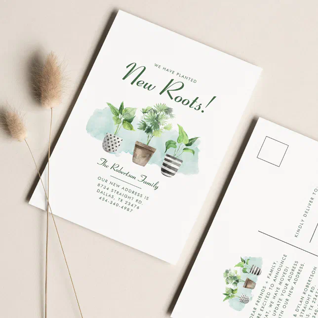 We've Planted New Roots New Address Moving Announcement Postcard | Zazzle