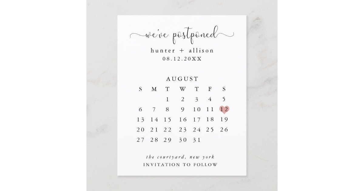 We've Postponed | Calendar Save The Date | Zazzle