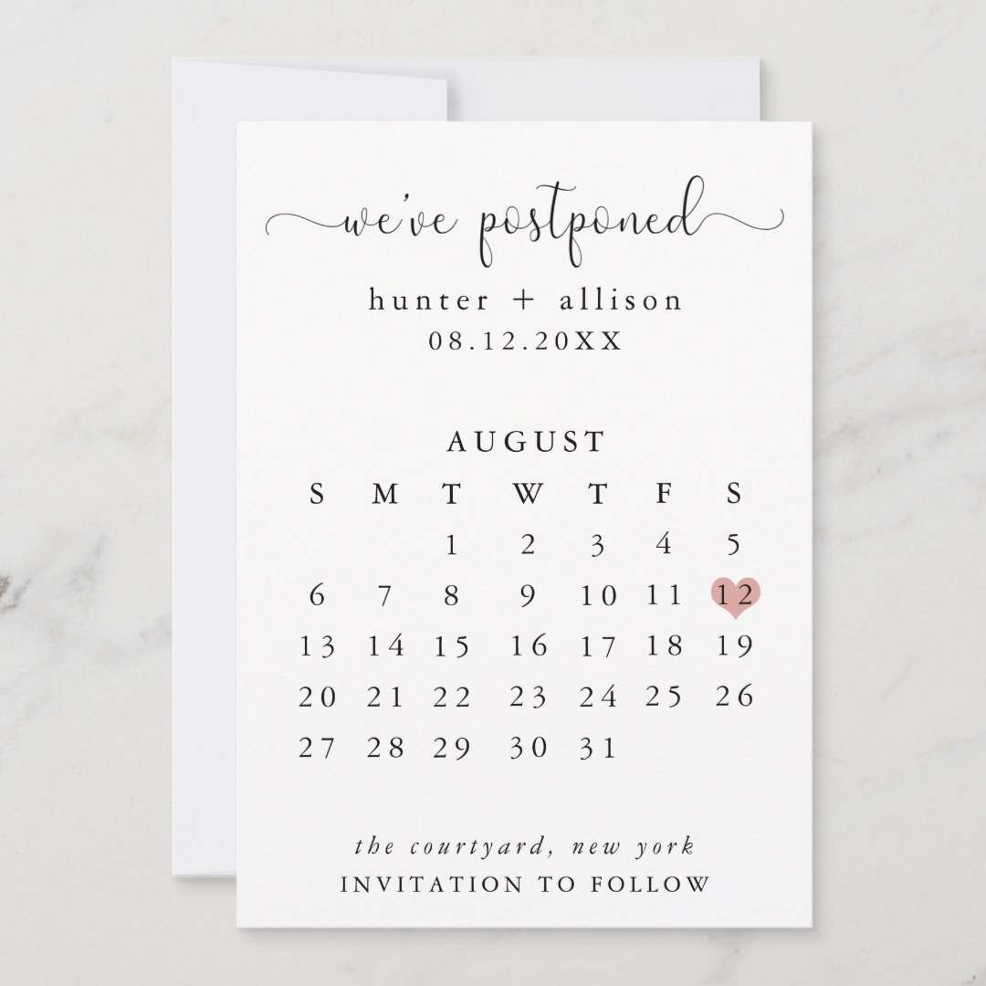 We've Postponed | Calendar Save The Date | Zazzle