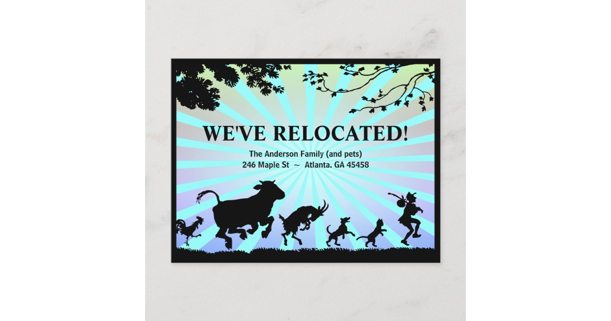 We've Relocated-Bold Colorful Moving Announcement Postcard | Zazzle