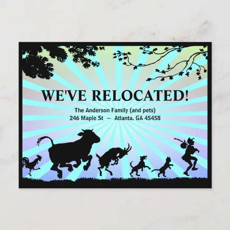 We've Relocated-Bold Colorful Moving Announcement Postcard | Zazzle