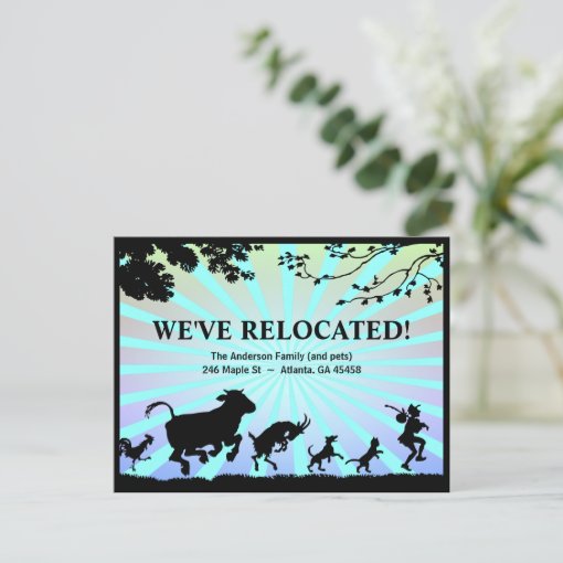 We've Relocated-Bold Colorful Moving Announcement Postcard | Zazzle