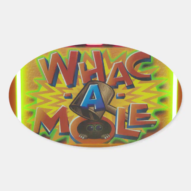 Whack a Mole Carnival Game Oval Sticker | Zazzle