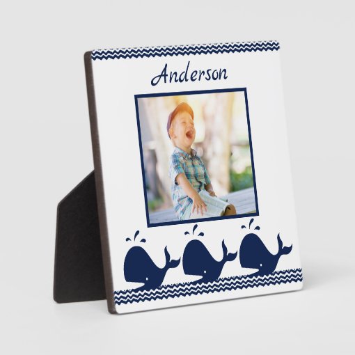 Whale and waves Blue and White photo frame | Zazzle