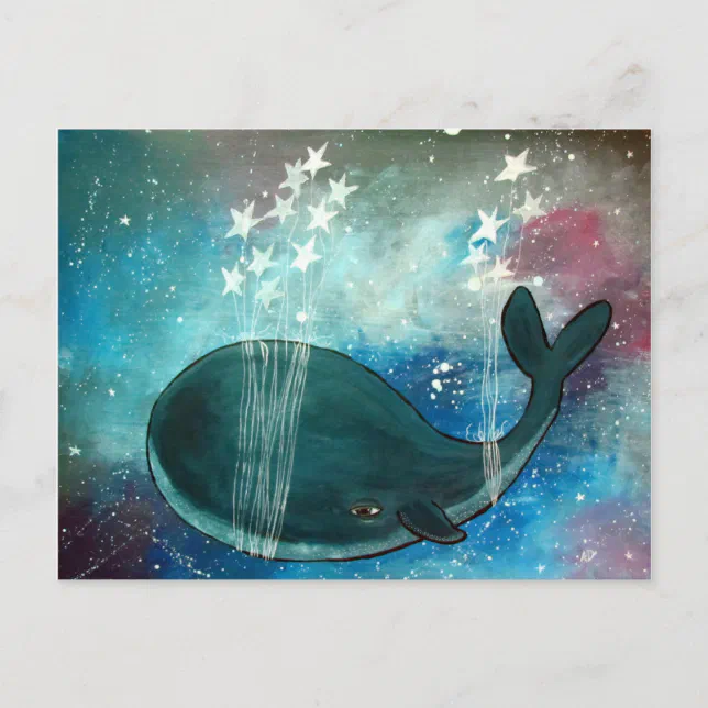 Whale Art Whimsical Postcard Cute Artwork | Zazzle