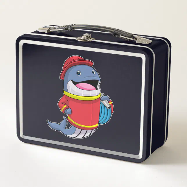 Whale as Firefighter with Hose Metal Lunch Box | Zazzle