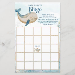 Whale Baby Shower Bingo Game | Zazzle