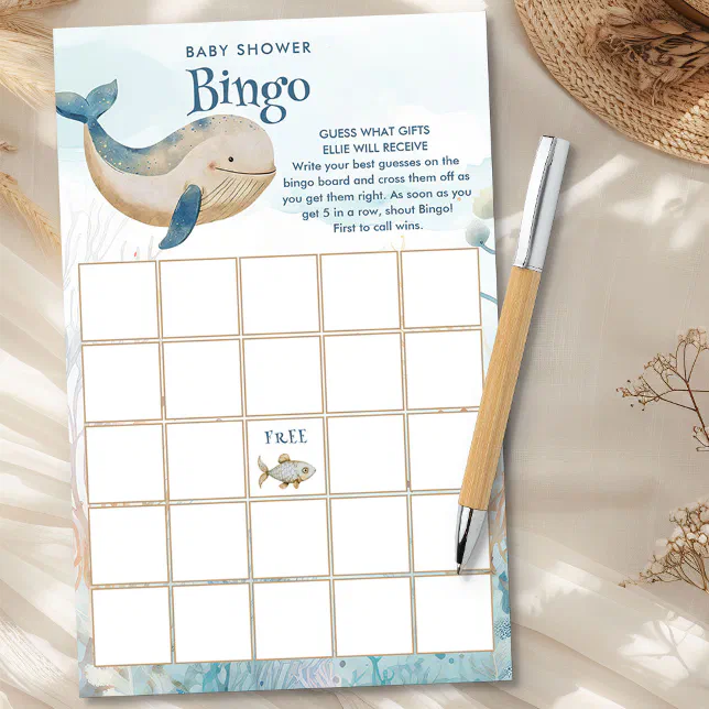 Whale Baby Shower Bingo Game | Zazzle