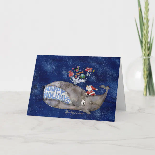 Whale Christmas Happy Holidays Card | Zazzle