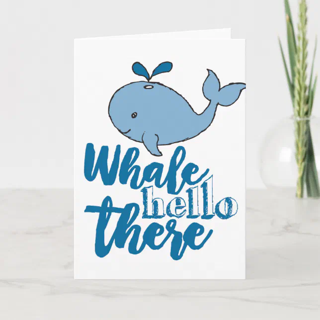 Whale Hello There Whale Cartoon Cute Baby Whale De Card | Zazzle