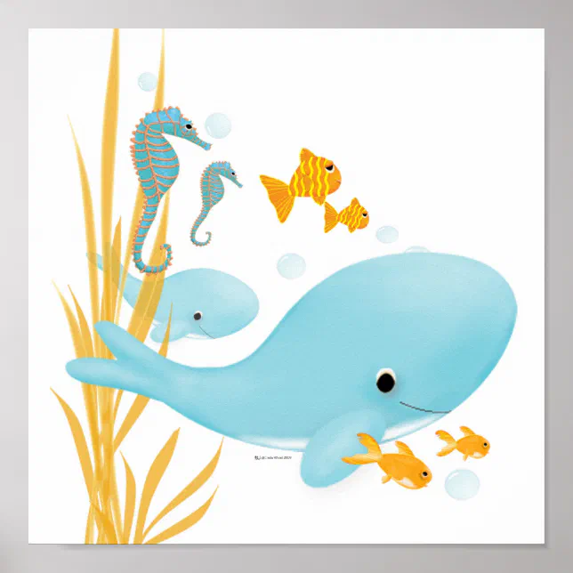 Whale in the ocean poster | Zazzle