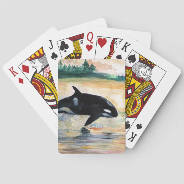 Whale Jumping Orca Classic Playing Cards | Zazzle