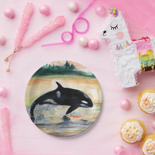 Whale Jumping Orca Custom Paper Plates 7 in | Zazzle