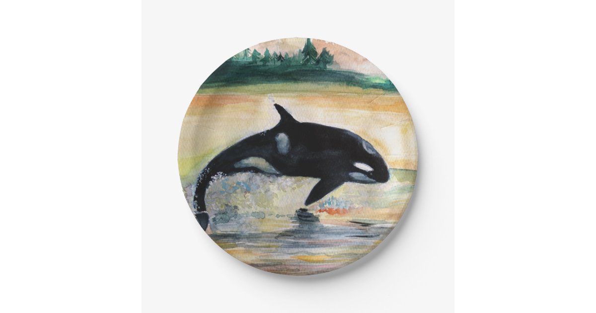 Whale Jumping Orca Custom Paper Plates 7 in | Zazzle