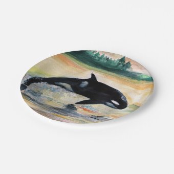 Whale Jumping Orca Custom Paper Plates 7 in | Zazzle