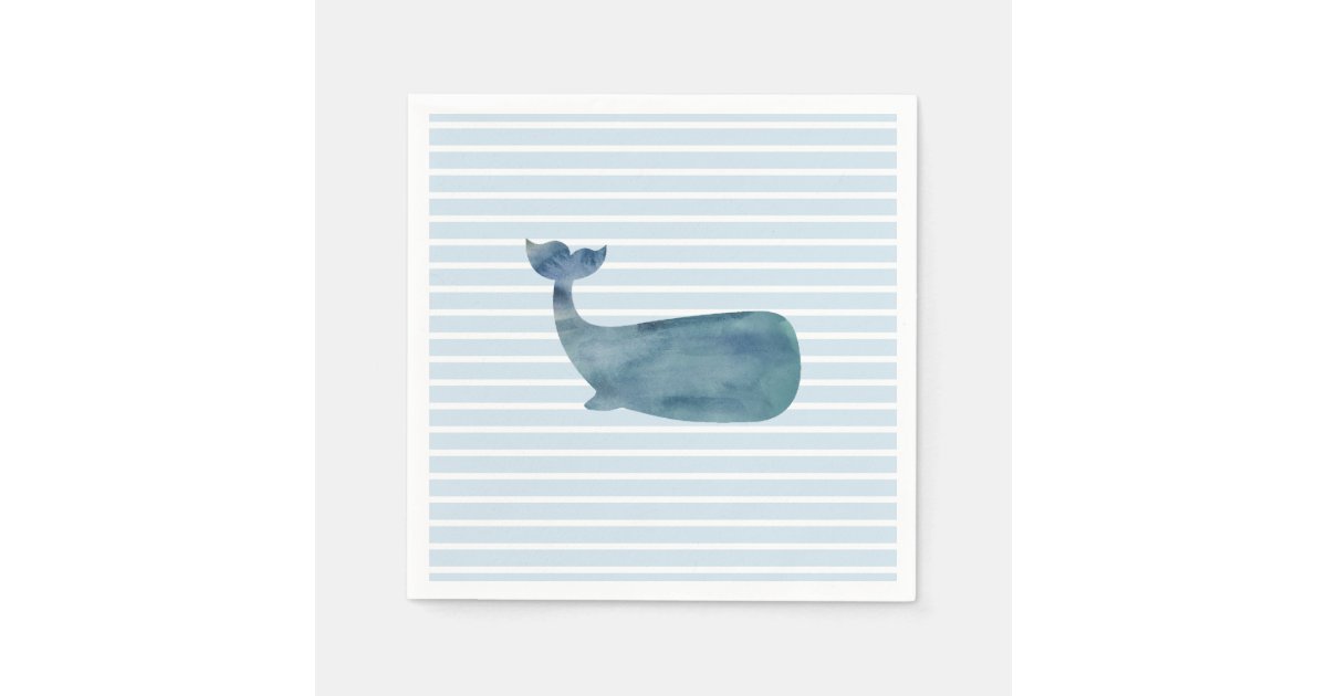 Whale Ocean Blue Stripe Paper Napkin | Zazzle