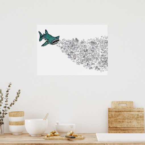 Whale Shark and Plastic Pollution Poster | Zazzle