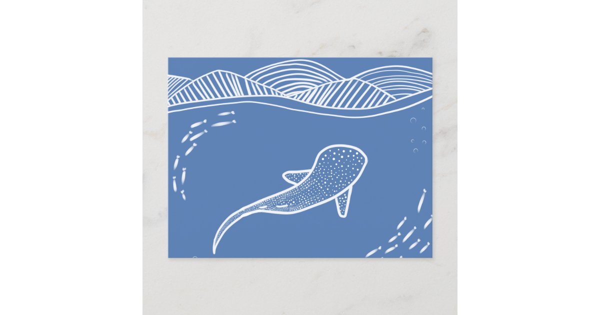 Whale Shark Line Art Postcard | Zazzle